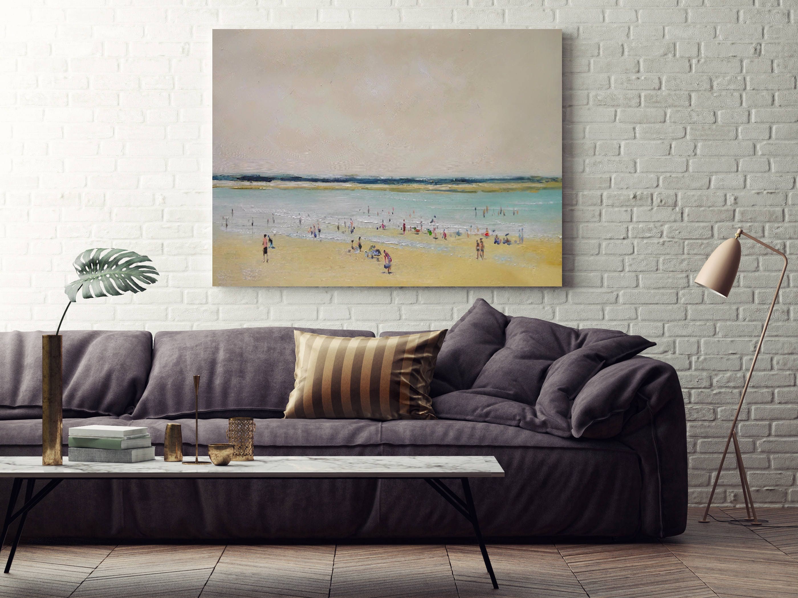 55 Large BEACH Scene Original Art Beach Painting Oil Painting on Canvas ...