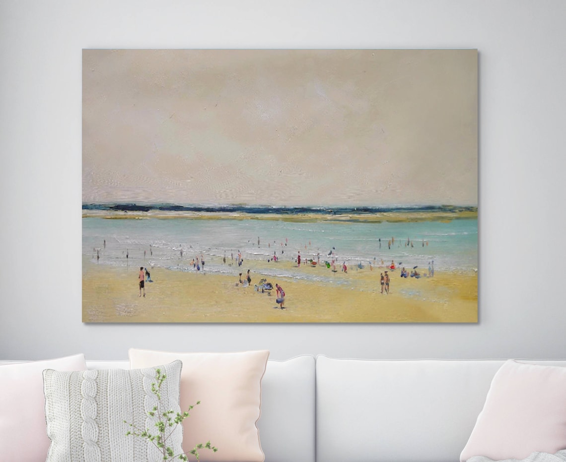 55 Large BEACH Scene Original Art Beach Painting Oil Painting on Canvas ...