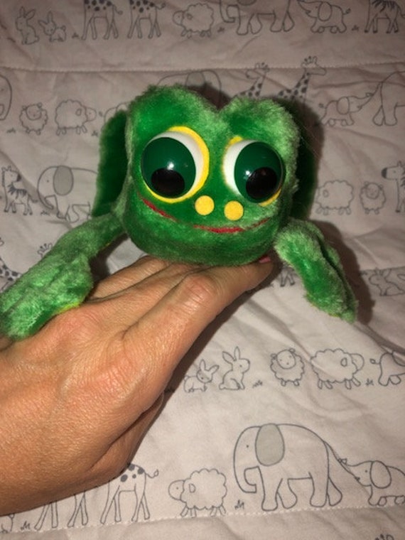 Vintage Frog plush School Plan Big Green Black Pupil eyes | Etsy