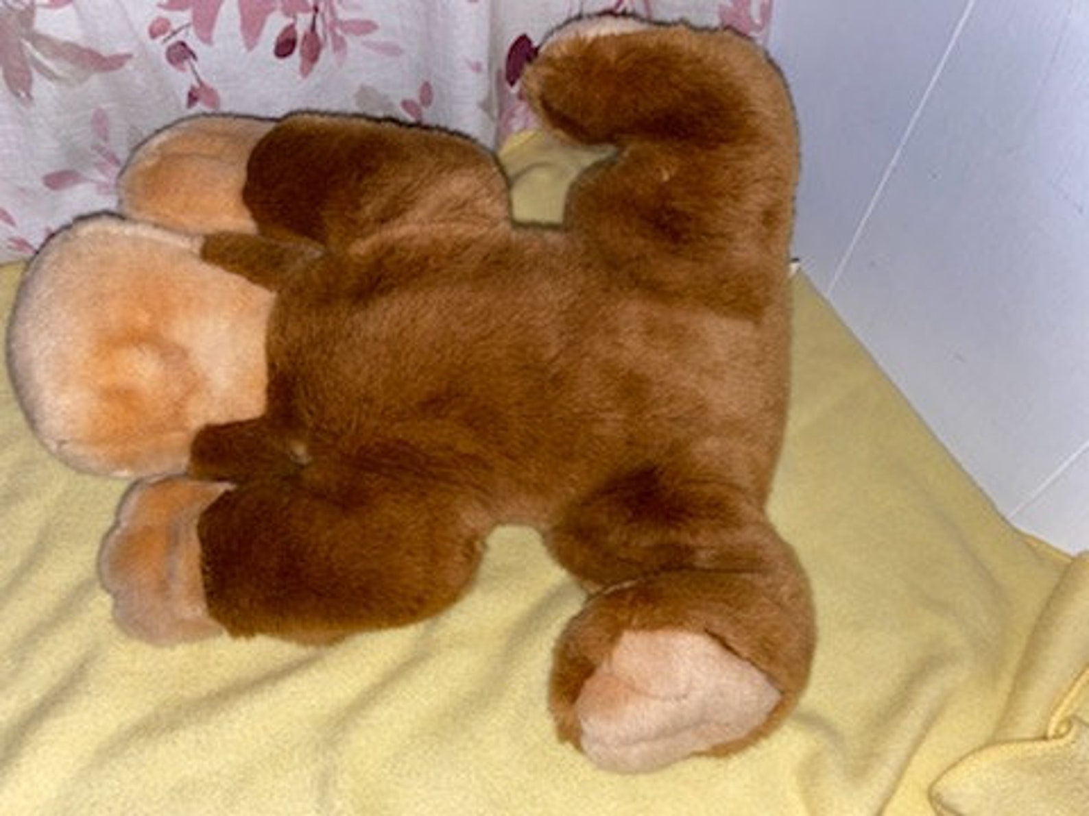 Vintage Kellytoy Dog Plush Barking Lays on Tummy 15" Brown Beige Floppy ...