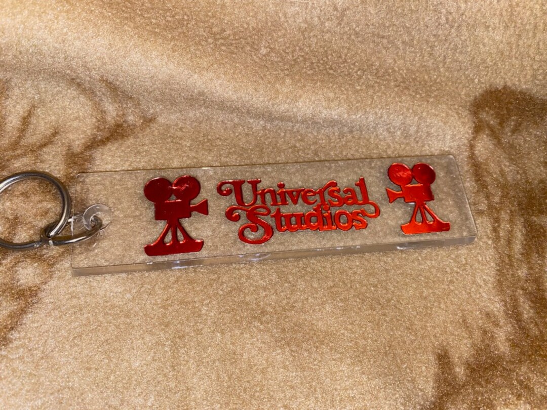 Vintage Universal Studios Keychain Plastic Rectangular 6" Red Letters ...