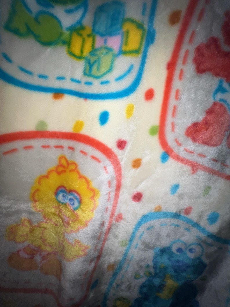Vintage Sesame Street Baby Blanket Oscar Elmo Big Bird Cookie Monster ...
