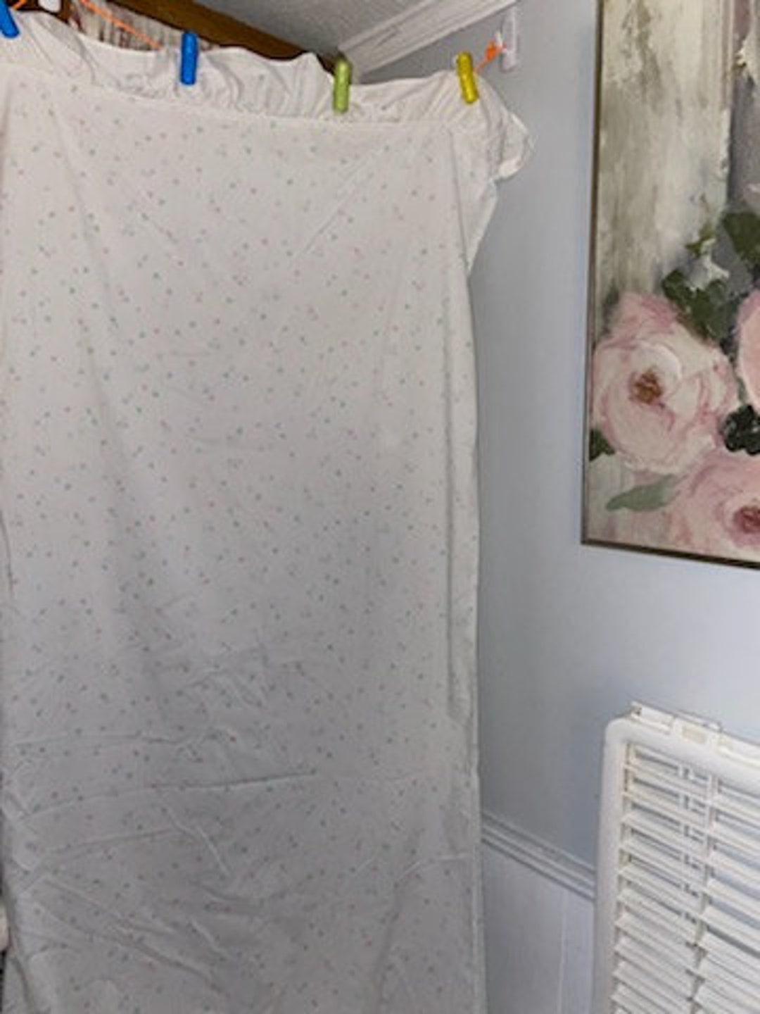 Vintage Cynthia Gibson Sheets Hearts Pastel Mint Pink Purple Blue Flat ...