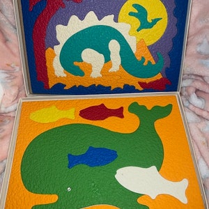 Vintage Lauri Puzzle Lot Stegosaurus Dinosaur Whale X's 2 Dated 89 87 ...