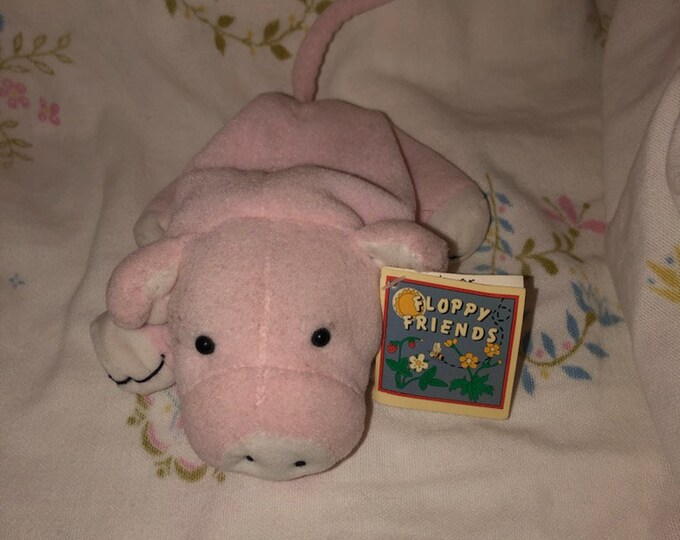 Vintage Floppy Friends Pig Plush Pink Name Paxton Plump Short GMA NWTS ...