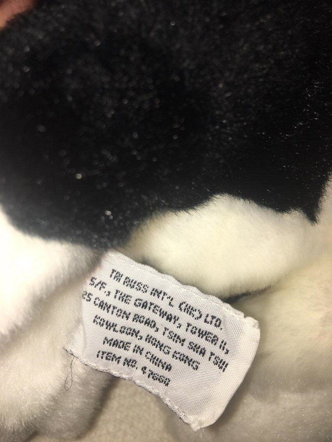 Vintage Russ Cat Plush Black White Yellow Eyes Pale Pink - Etsy