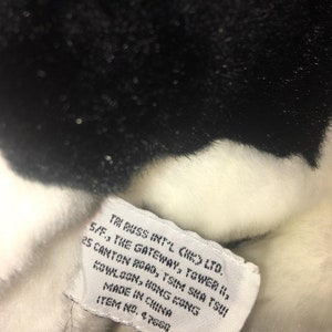 Vintage Russ Cat Plush Black White Yellow Eyes Pale Pink Flocked Nose ...