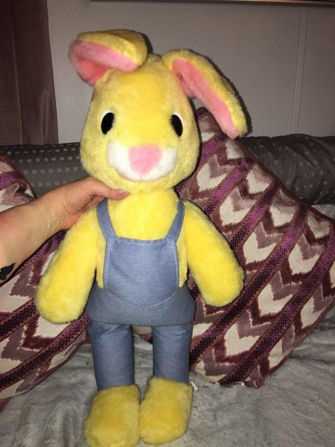 Vintage Animal Fair Bunny Plush Yellow Pink Nose Big Round Eyes Jean ...