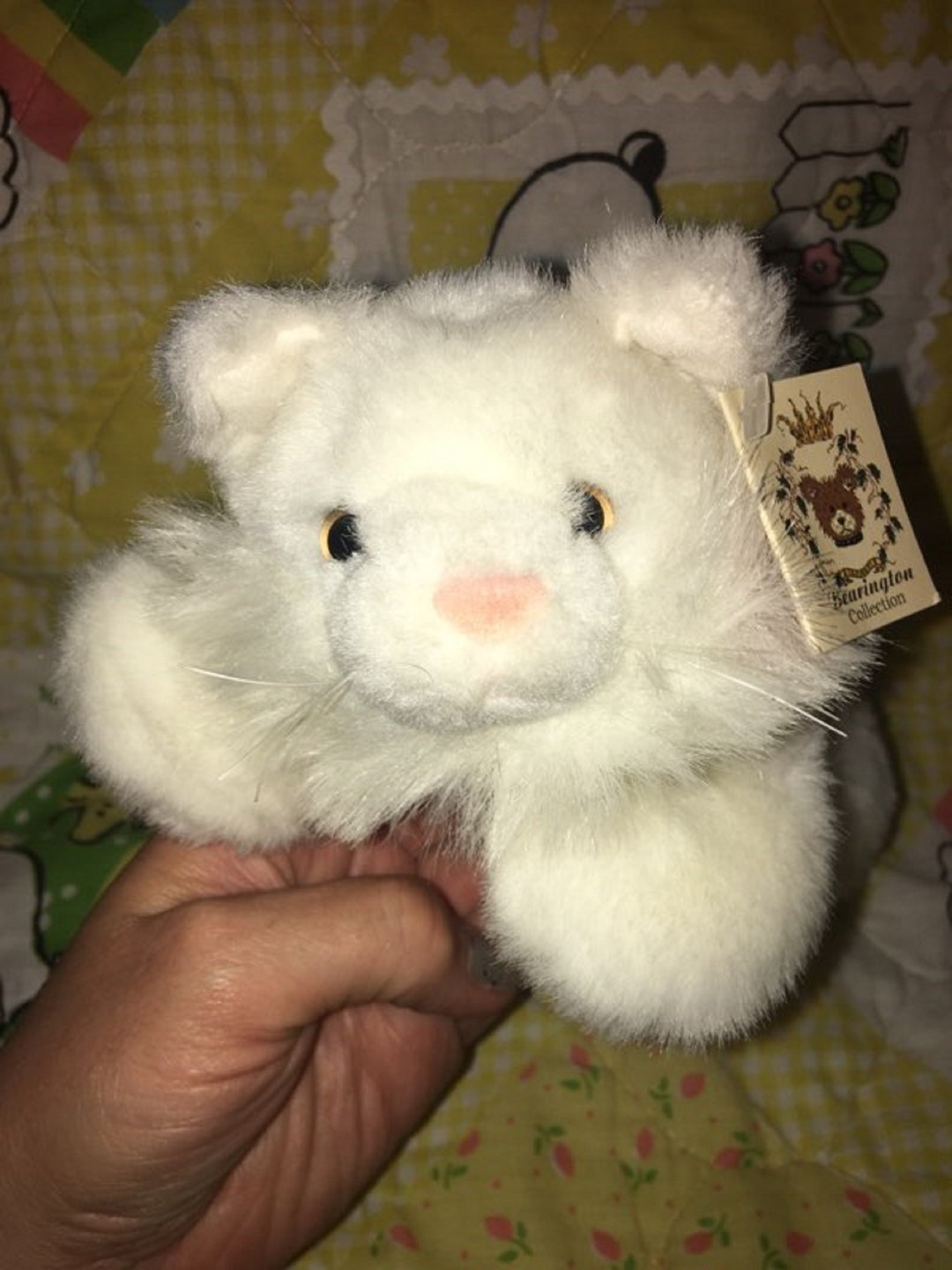 Vintage Bearington Cat Plush Sissy Jr White Kitten Pink Nose Yellowish ...