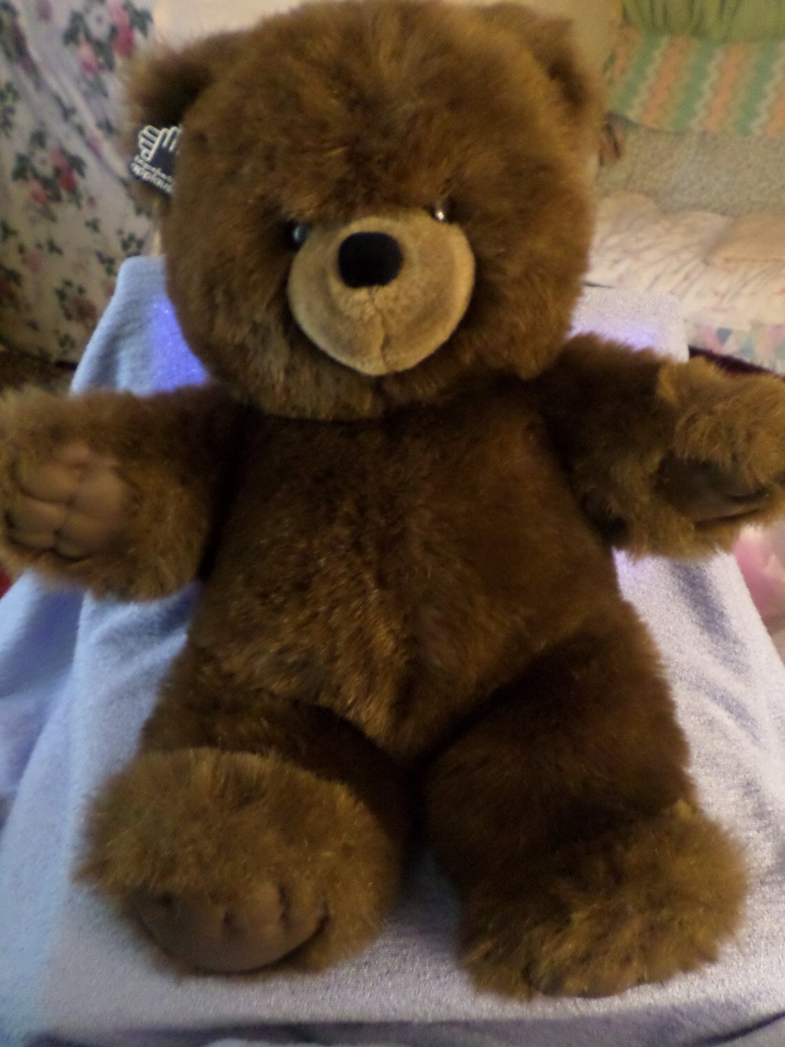 Vintage Applause Bear Plush Dark Brown Rubber Paws W Plastic Tag 18 ...