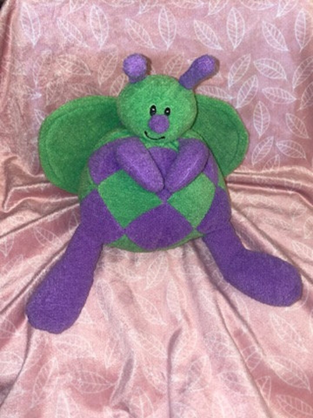 Vintage Animal Adventure Ladybug Plush Wings Chamois Purple Green Bug ...