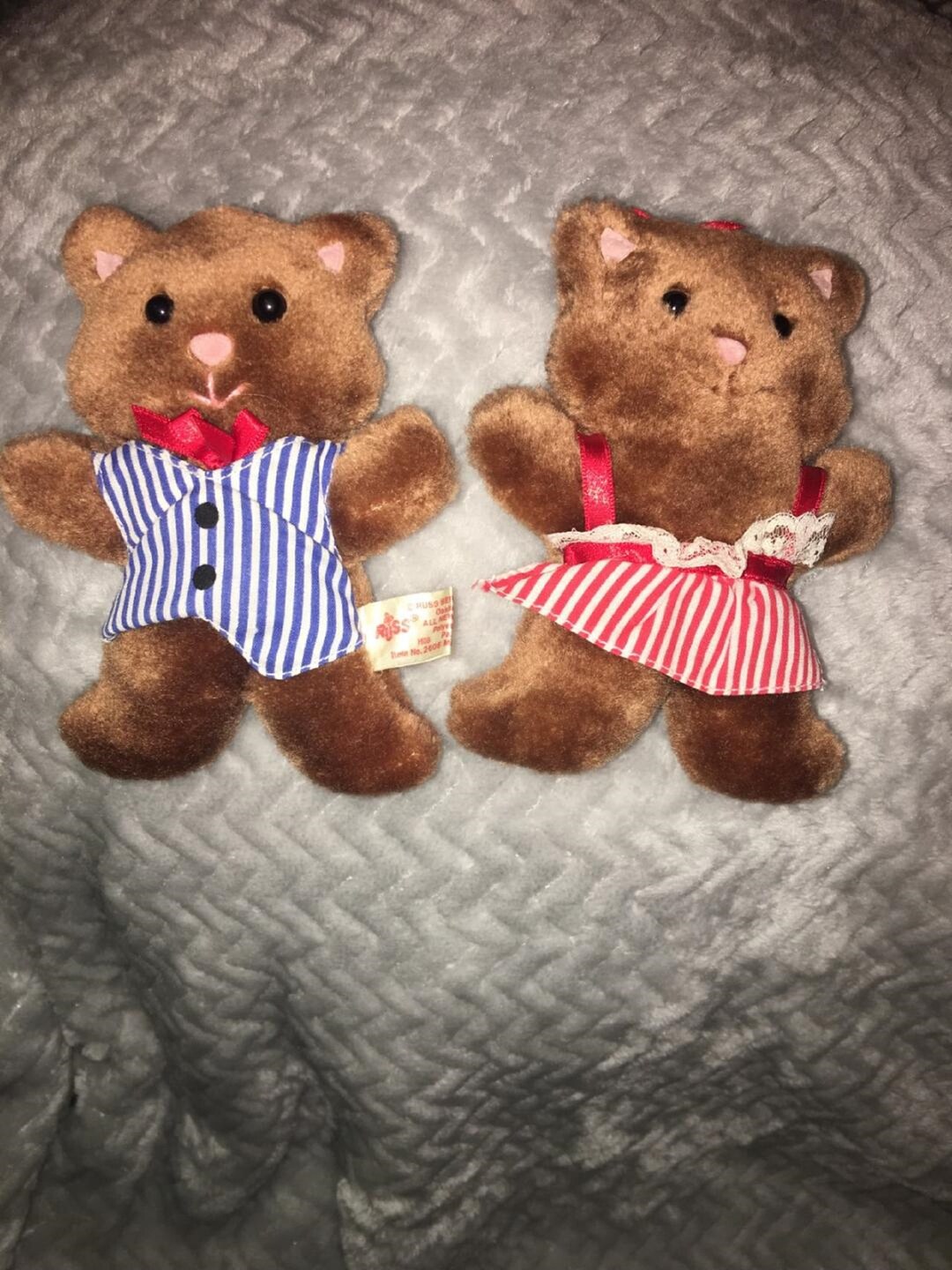 Vintage Russ Cat Plush Girl Boy Dress Vest Red Blue Stripes Small Kitty ...