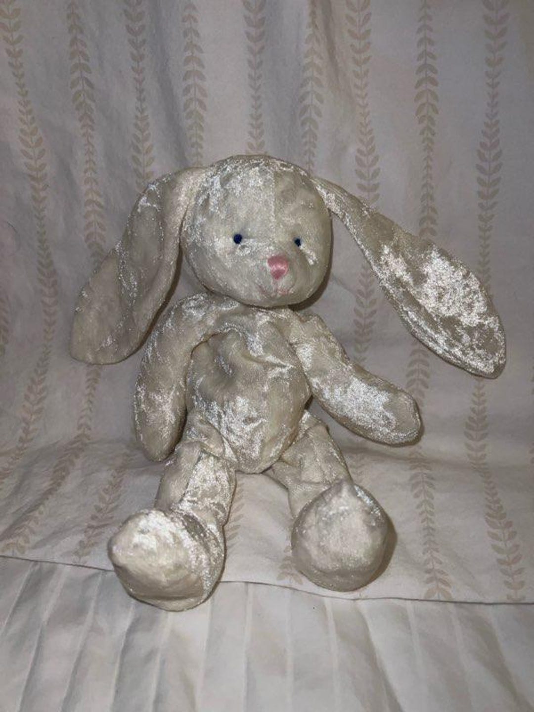 Vintage ECU Russ Bunny Powder Plush Lot Pearl Pink Purple 3 Shiny ...