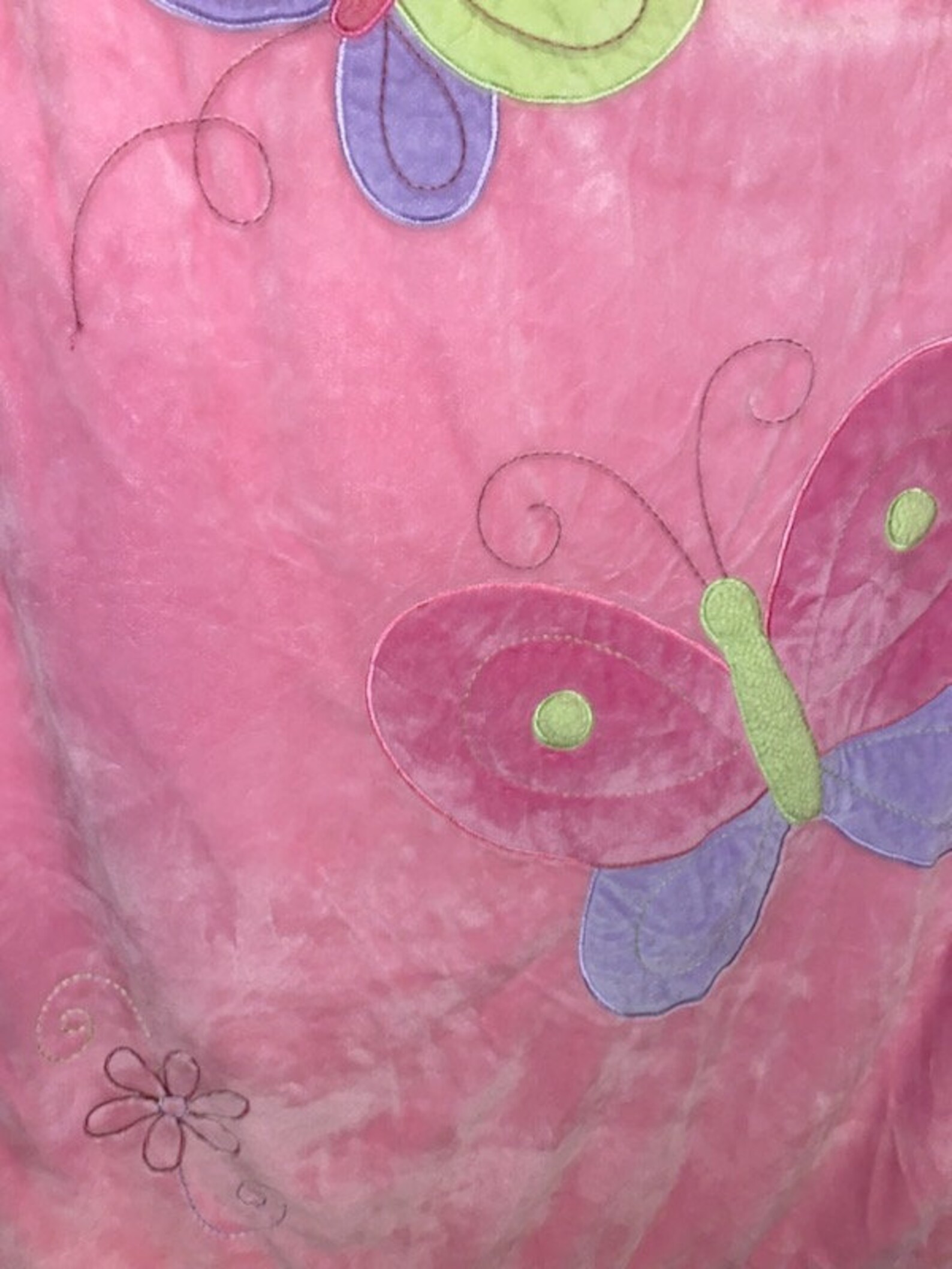 Vintage Baby Blanket Butterflies Flowers Embroidered Pink Purple Trim ...