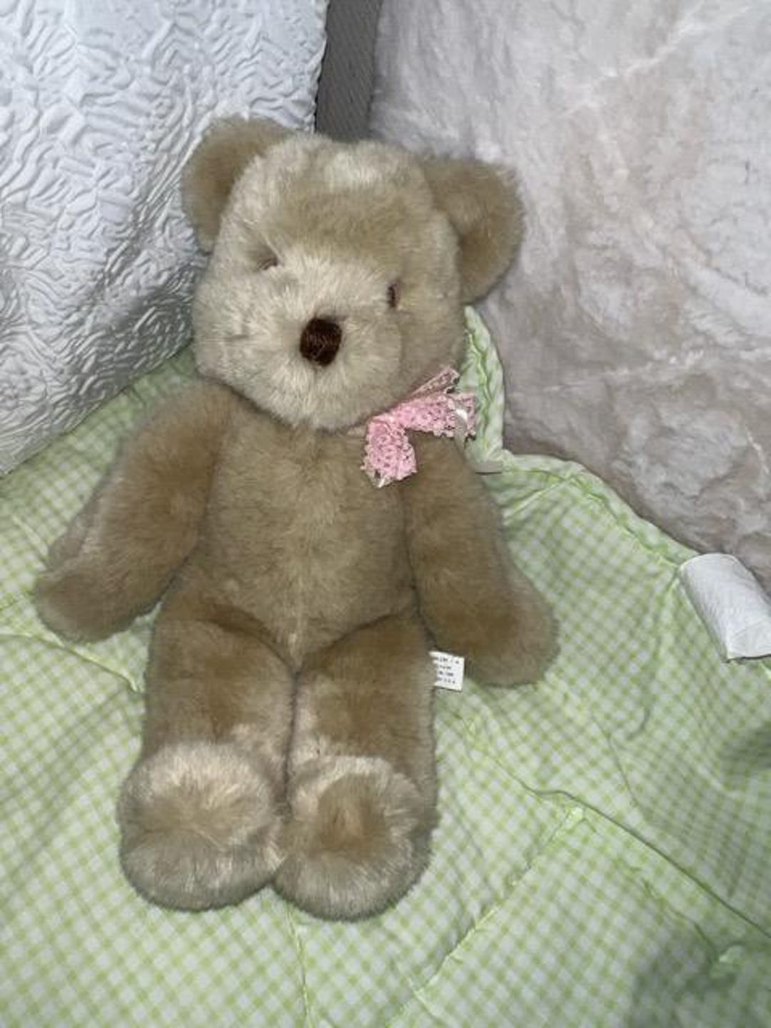 Vintage Little Cuddlers Bear Plush Douglas 1985 Light Brown Beige Dark ...