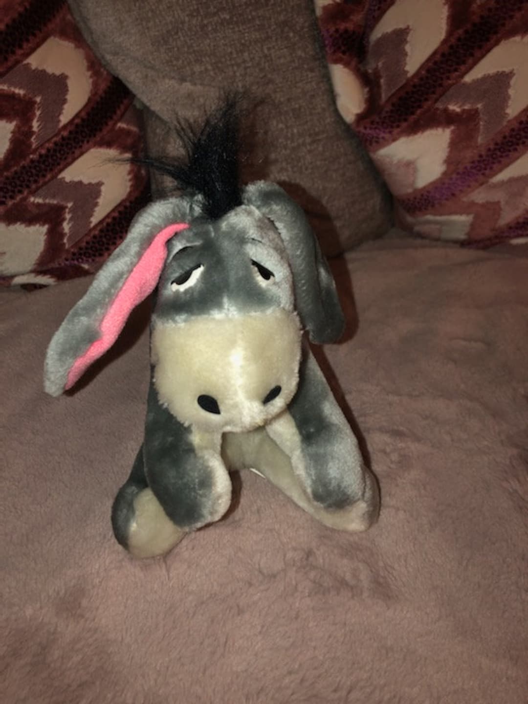 Vintage Eeyore Plush Disney Smooth Fur ECU Half Moon Eyes ECU 8" Gray ...