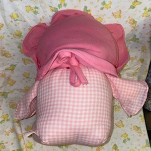 Vintage Meggie Doll Plush Baby Pink White Gingham Bonnet Bib ECU ...