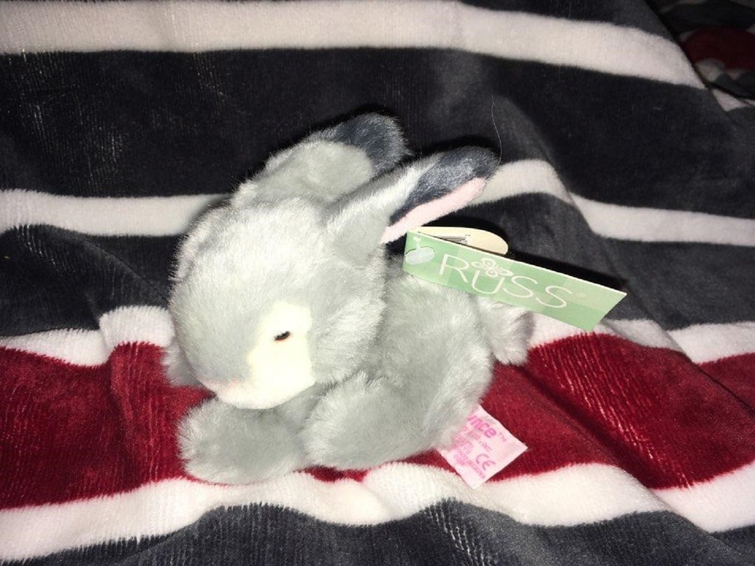 Vintage Russ Bunny Plush Little Baby Bounce NWTS Gray White 4" - Etsy