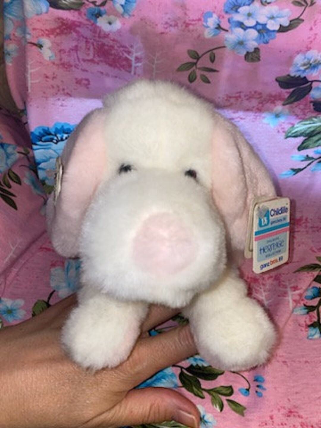 Vintage Childlife Dog Plush Ganz Bros Heritage Collection Pink White ...