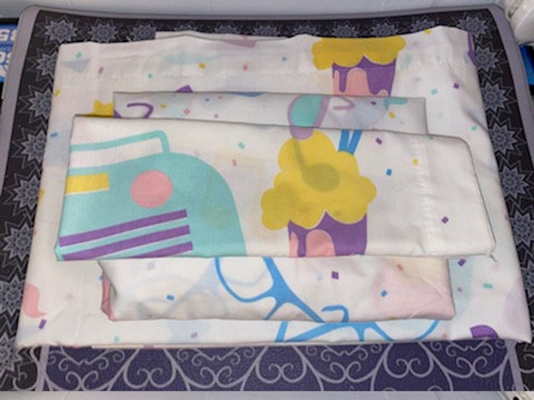 Vintage Jcpenney Sheets Ice Cream Boom Box Glasses Sundae Music Notes ...