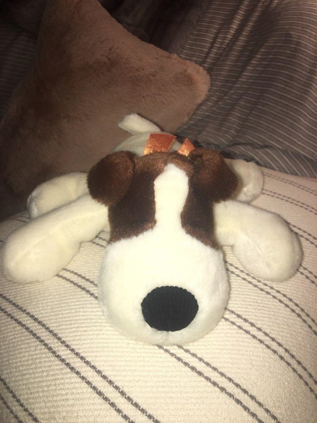 Vintage Russ Dog Plush Hiccup Sleeping Puppy Floppy White Brown Black ...