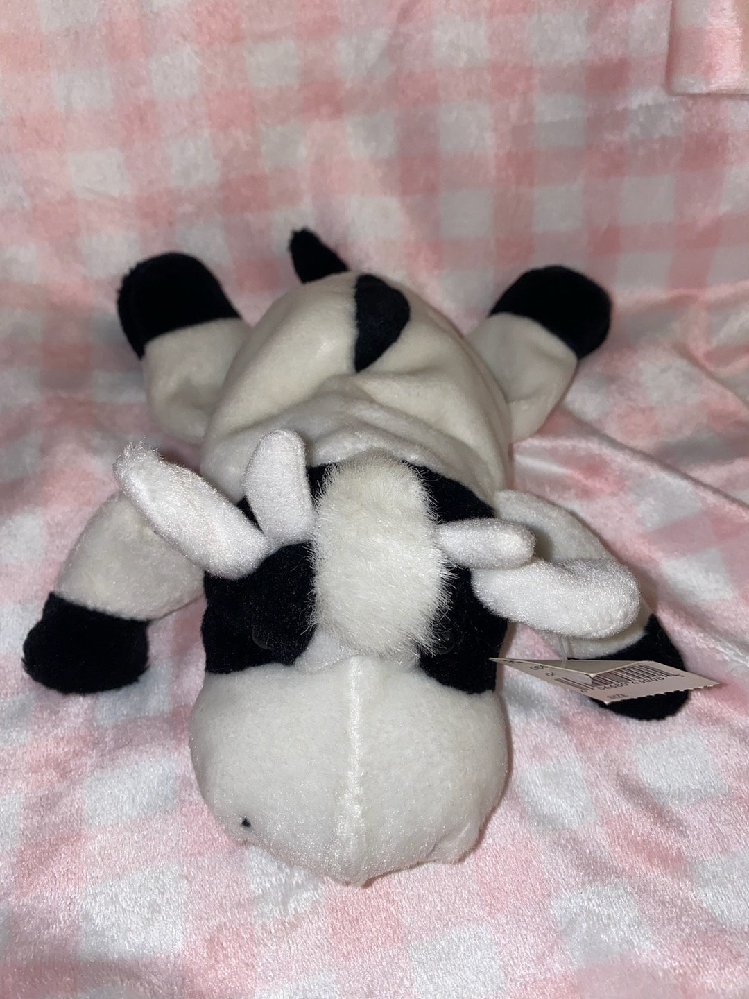 Vintage Venture Stores Cow Plush Bean Bag NWT 7.5" Black White Floppy ...