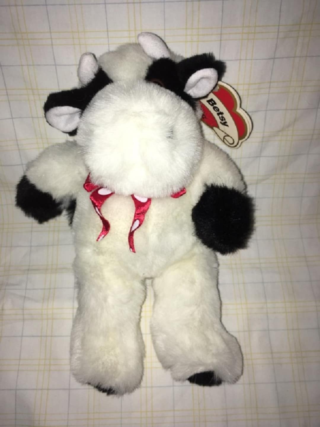 Vintage Ganz Betsy Cow Plush Small Version 10 NWTS Horns White Blank ...