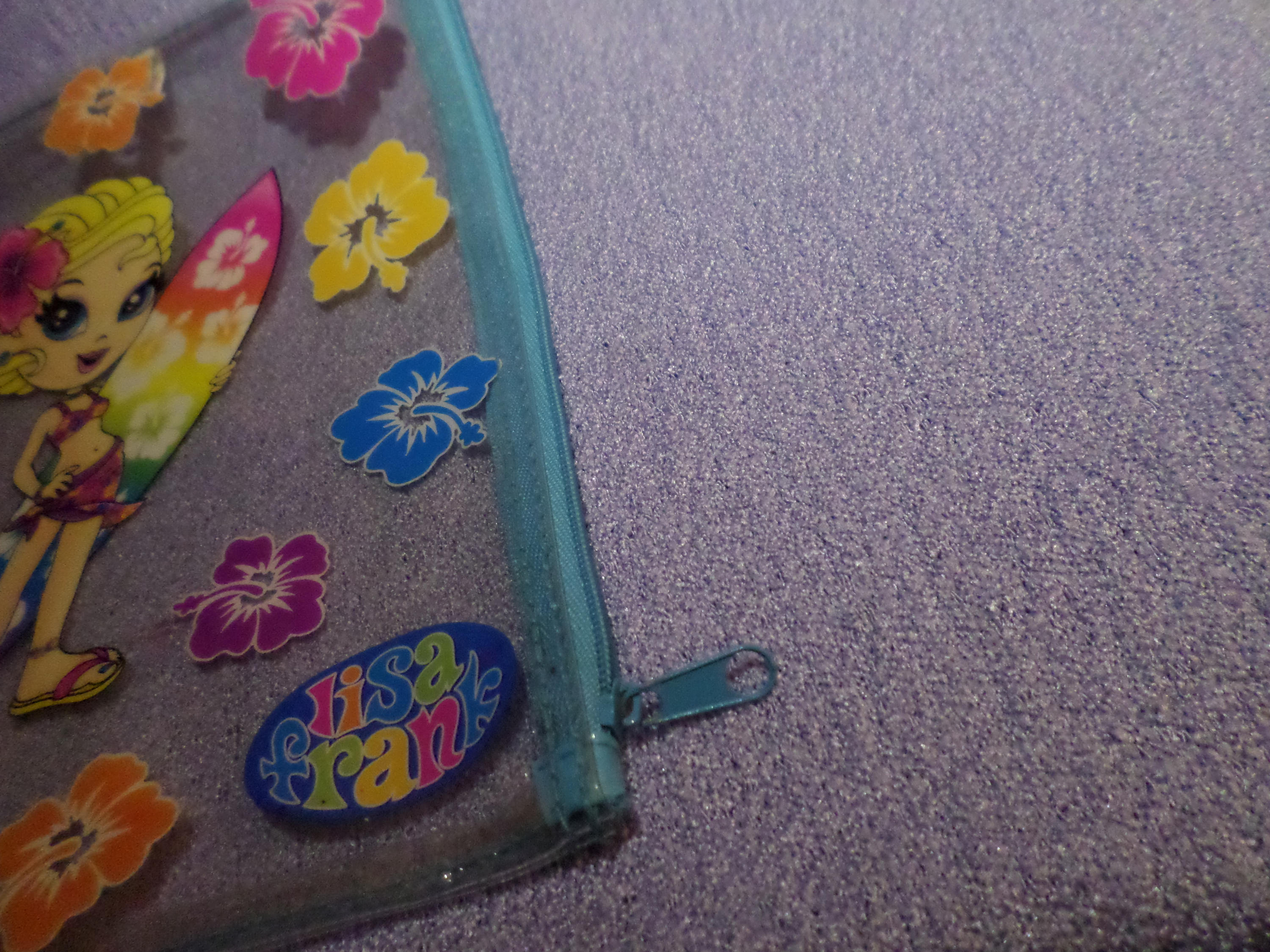 Vintage Lisa Frank Pencil Case Surfer girl Clear make up bag | Etsy