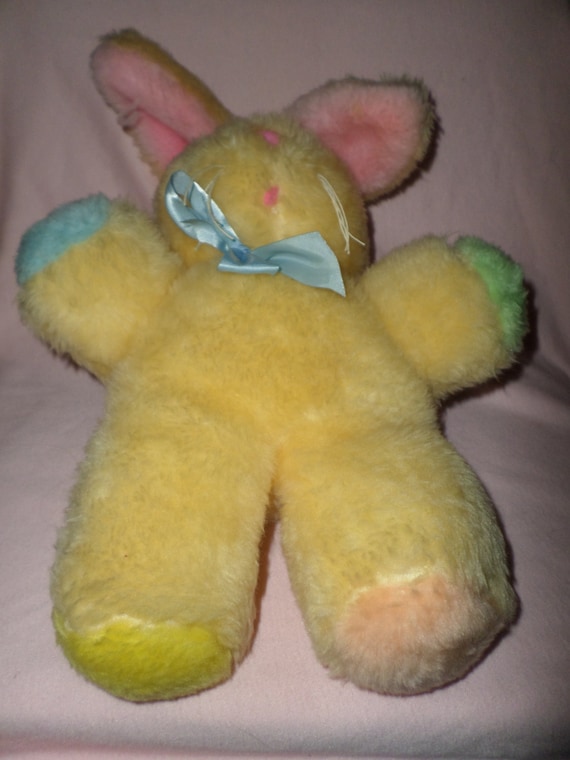 Vintage Commonwealth Bunny Plush Yellow With Multi Colored | Etsy