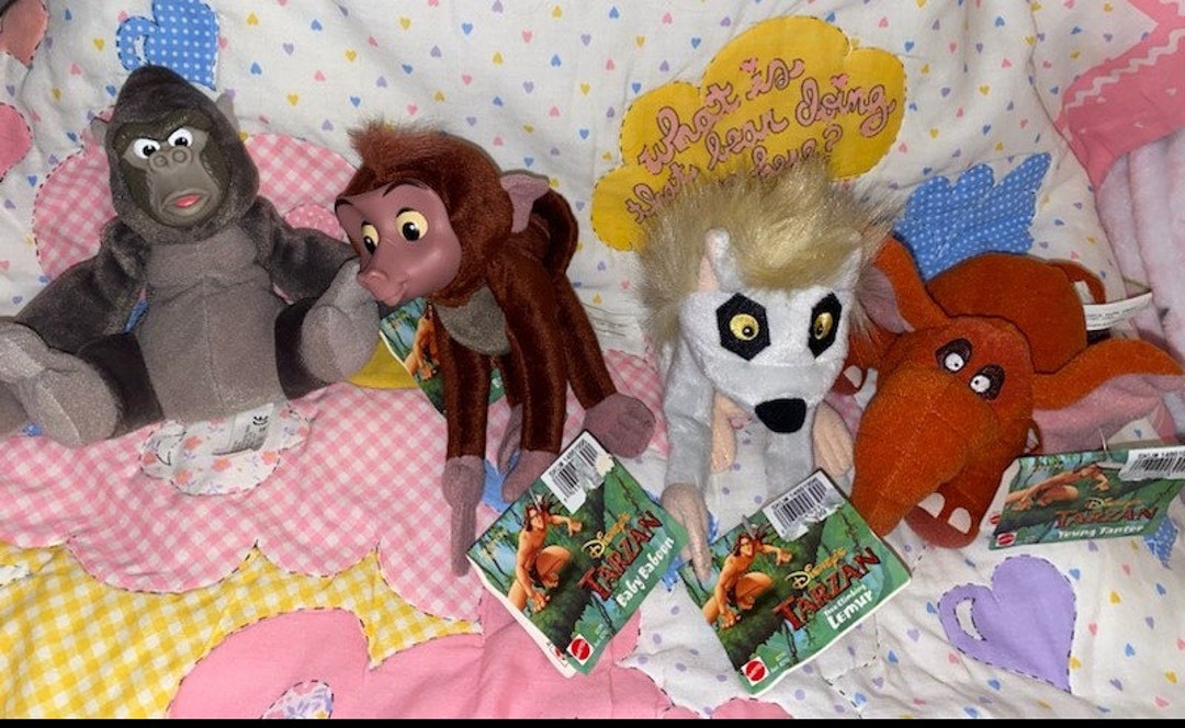 Vintage Disney Tarzan Plush Lot Movie Characters Young Tantor Lemur ...