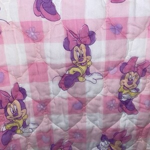 Vintage Minnie Mouse Toddler Bed Blanket Quilt Pink Purple Plaid White ...