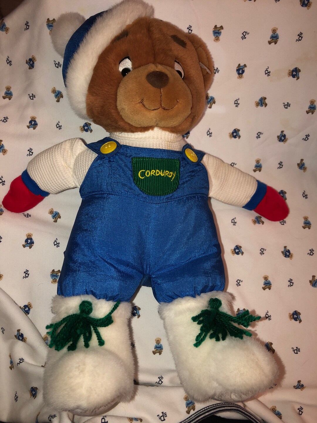 Vintage Eden Bear Plush Corduroy Winter Outfit Hat Blue Snow Pants ...