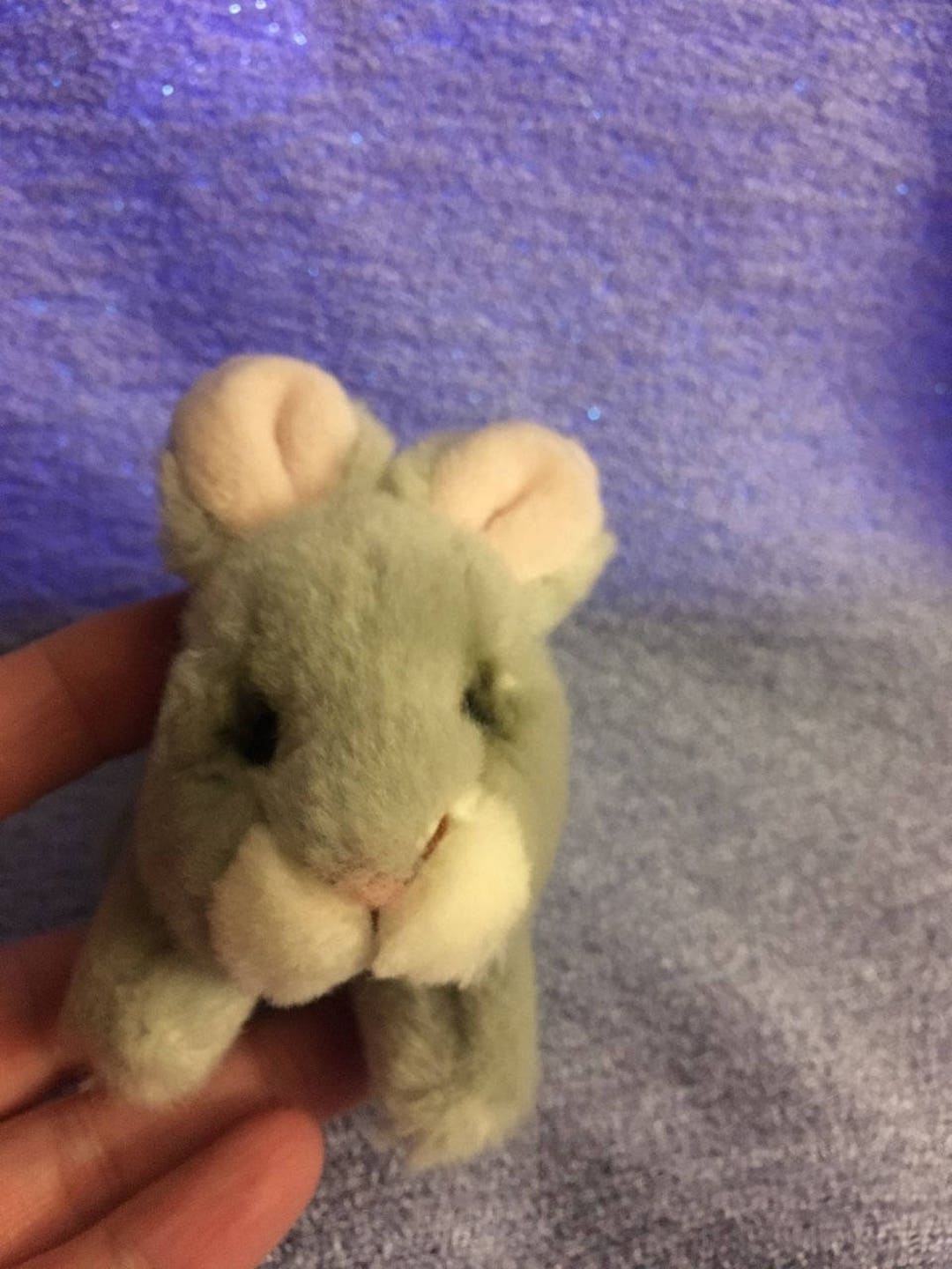 Vintage Russ Bunny Plush Small Gray White Cooper Little Easter Stuffer ...