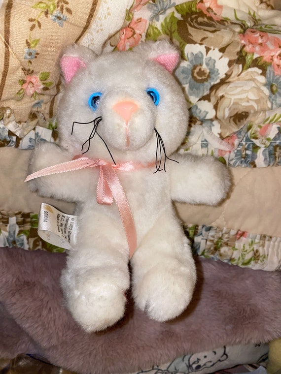 Vintage Graphics International Cat Plush White Blue Eyes Pink - Etsy
