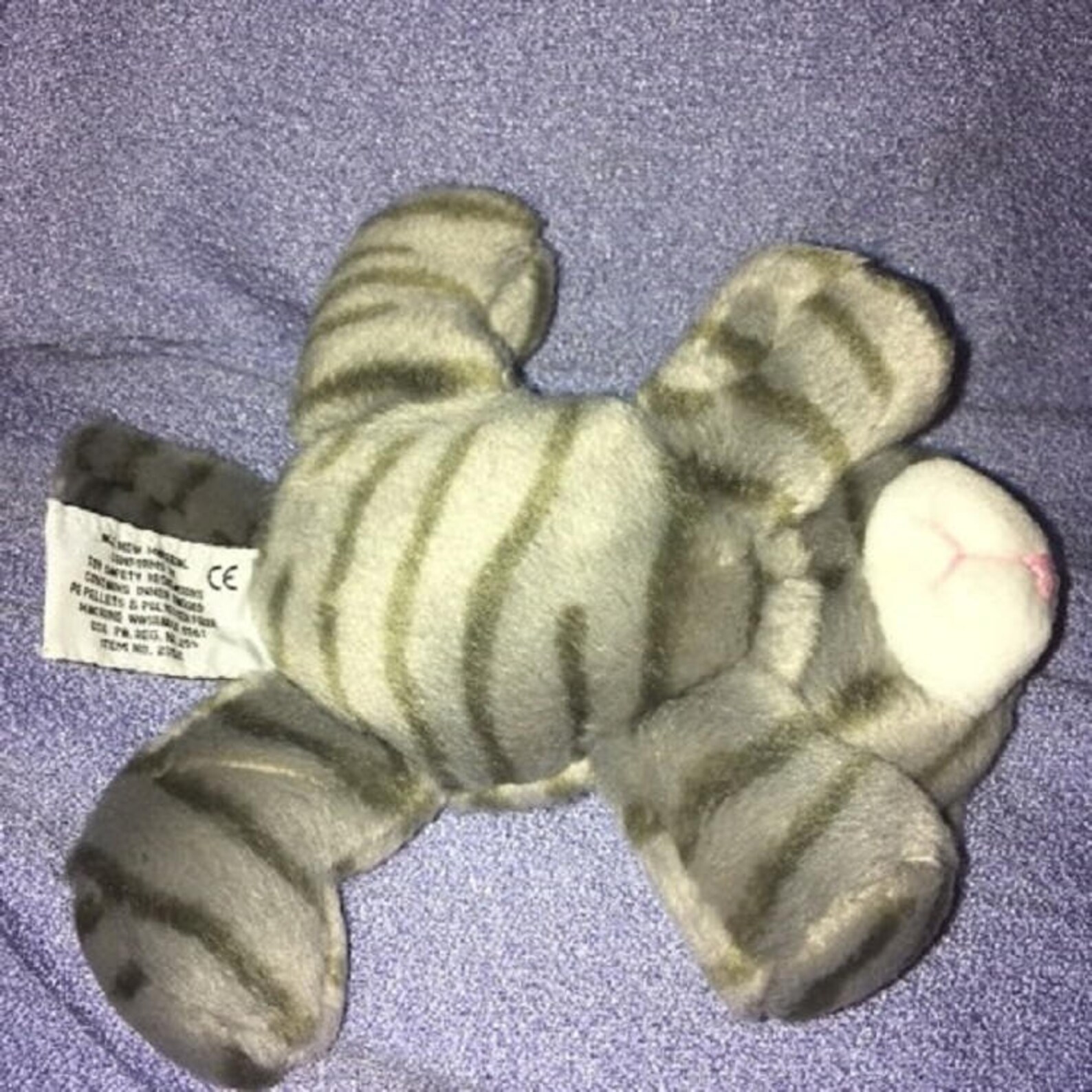 Vintage Russ Cat Plush Gray With Stripes Pink Thread Nose Lays - Etsy