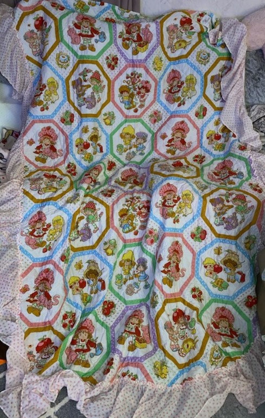 Vintage Strawberry Shortcake Bedspread Ruffles Plum Puddin Apple ...