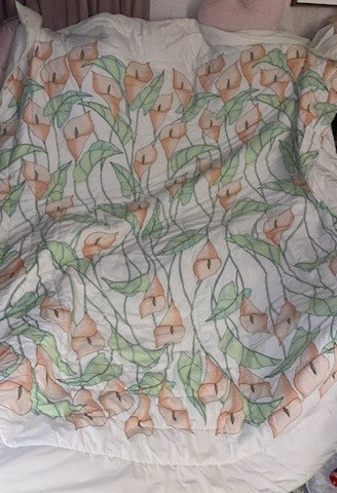 Vintage Sears Summer Comforter Calla Lilly's With Matching Pillow Shams ...