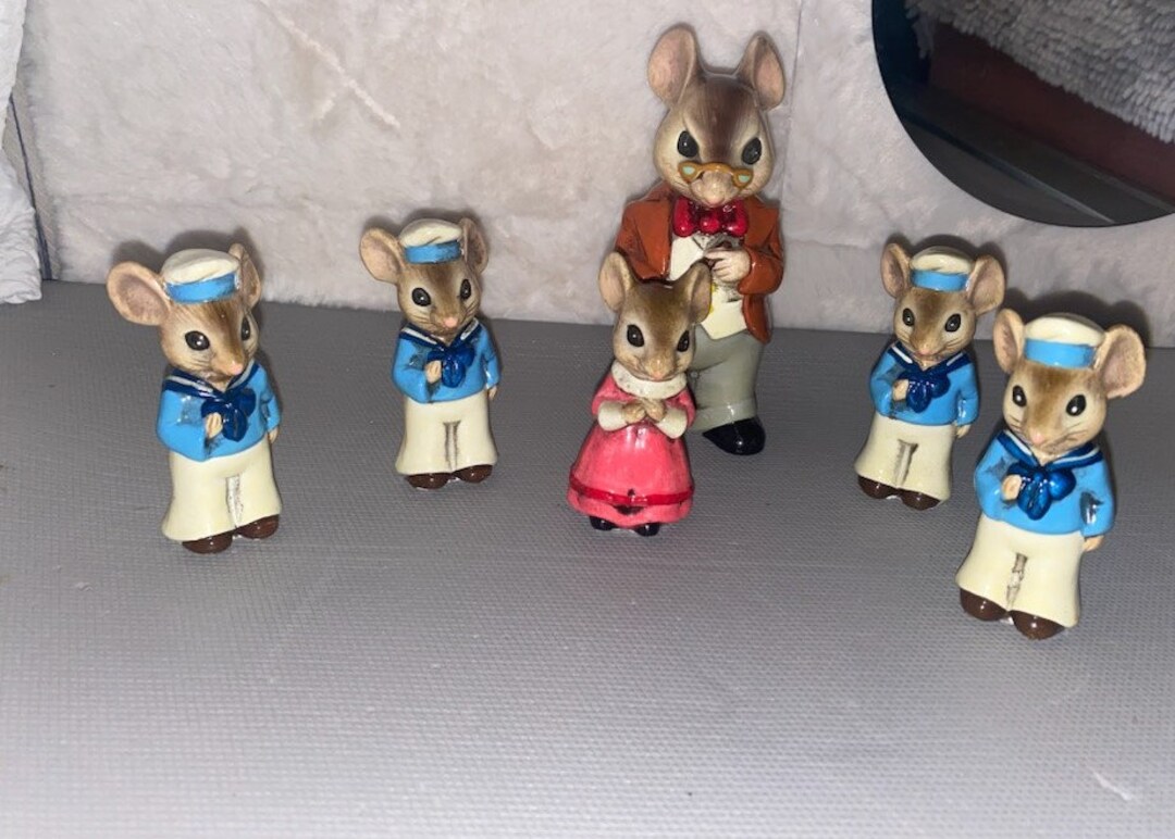 Vintage Mouse Figure Lot Mice by Ben's Ceramic Sailor Father Young Lady ...