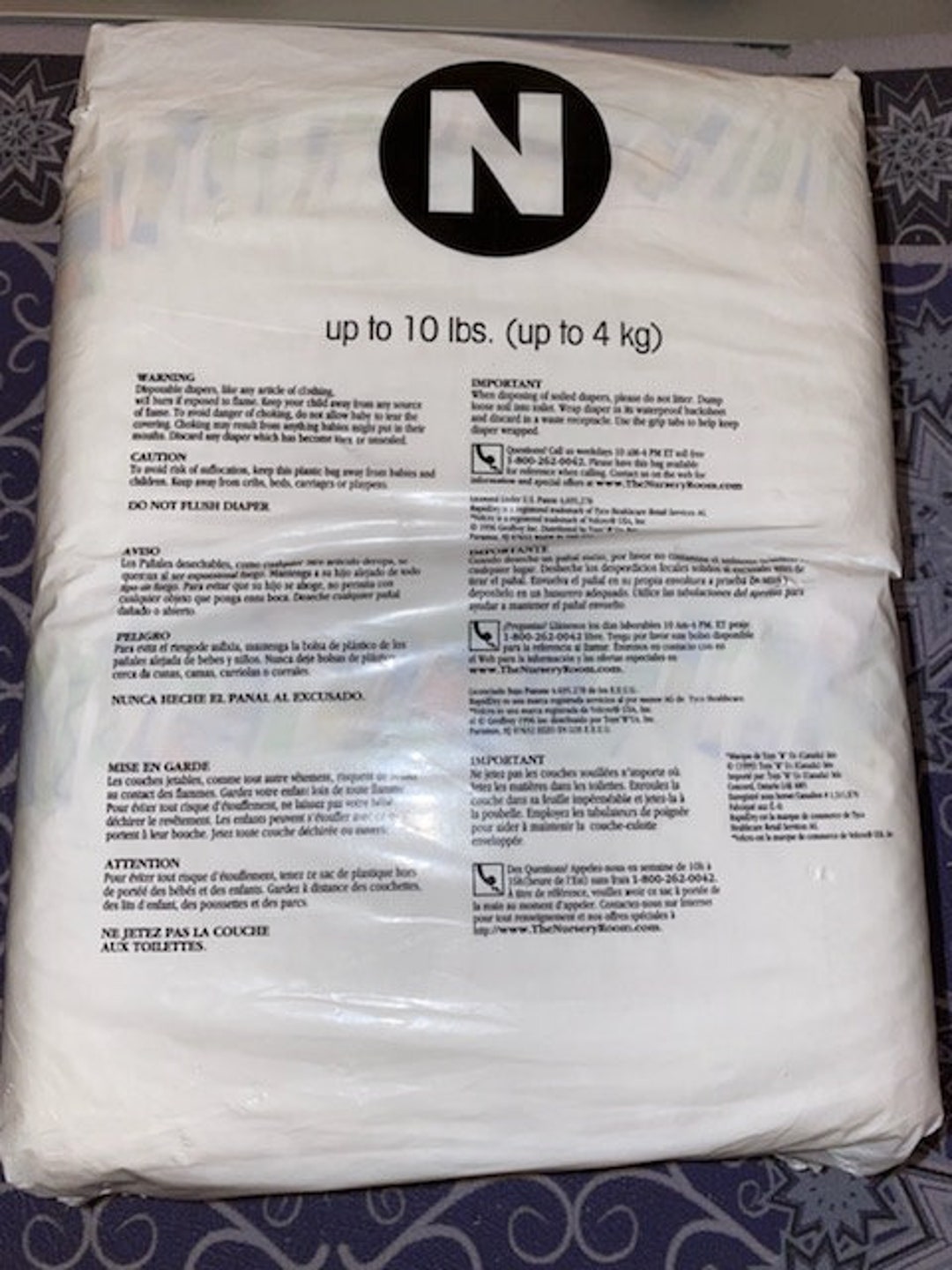 Vintage Toys R Us Geoffrey Baby Diapers Newborn up to 10 Lbs NIP Snails ...