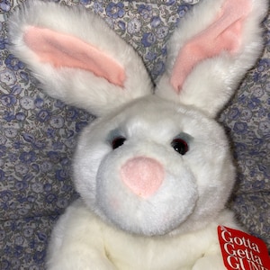 Vintage Gund Bunny Plush Buster White Gray Smokey Fur Above Eyes Pink ...