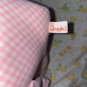 Vintage Meggie Doll Plush Baby Pink White Gingham Bonnet Bib ECU ...