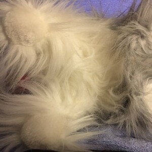 Vintage Shaggy Dog Plush Cuddle Toys Gray White Pink Tongue Hair Bow ...