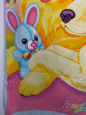 Vintage Lisa Frank Beach Towel Casey & Caymus Yellow Labs Dogs Blue ...