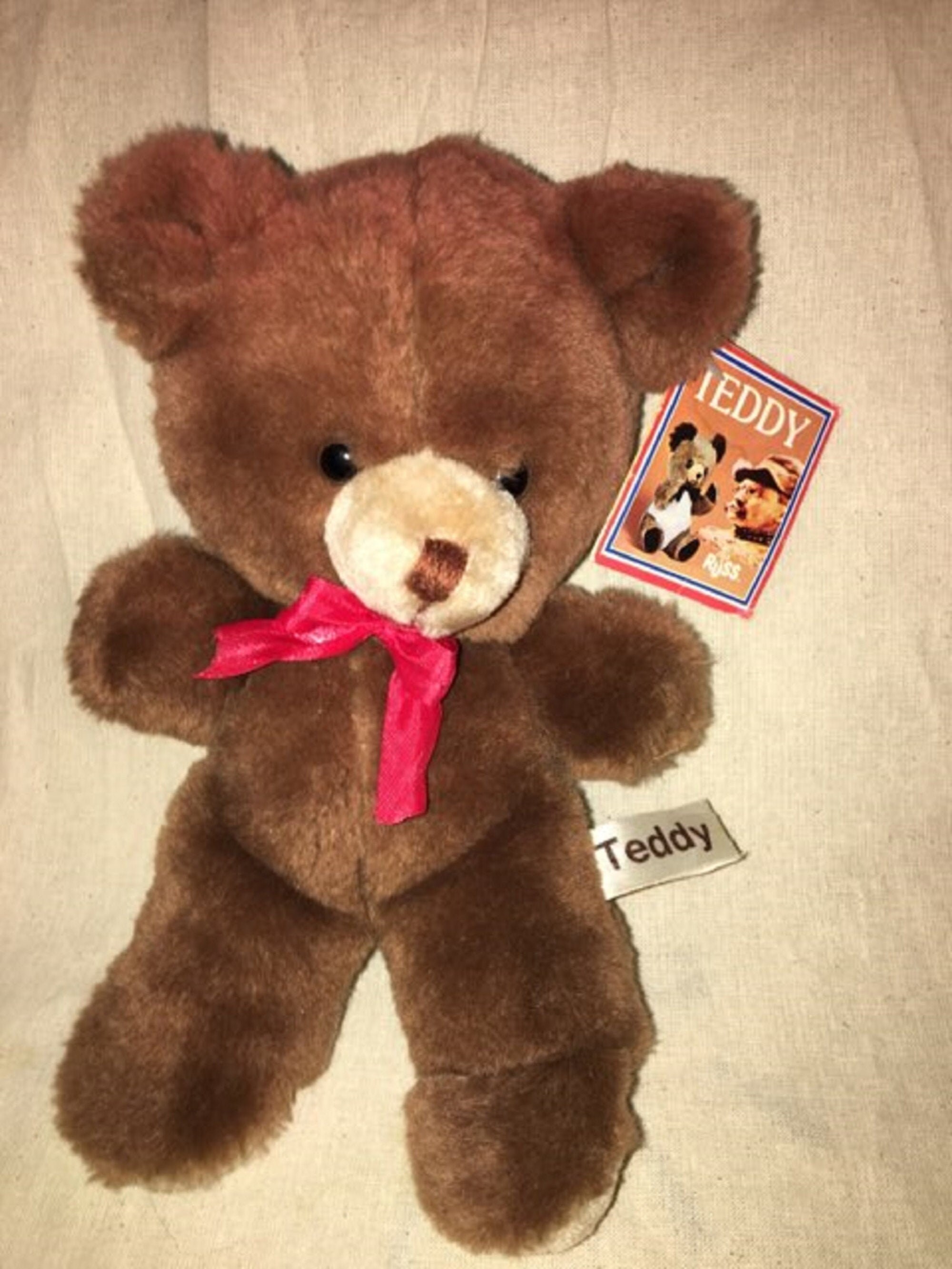 Vintage Russ Bear plush Teddy 8.5 Version NWTS Brown Red | Etsy