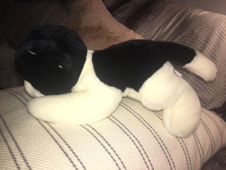 Vintage Russ Cat Plush Black White Yellow Eyes Pale Pink - Etsy