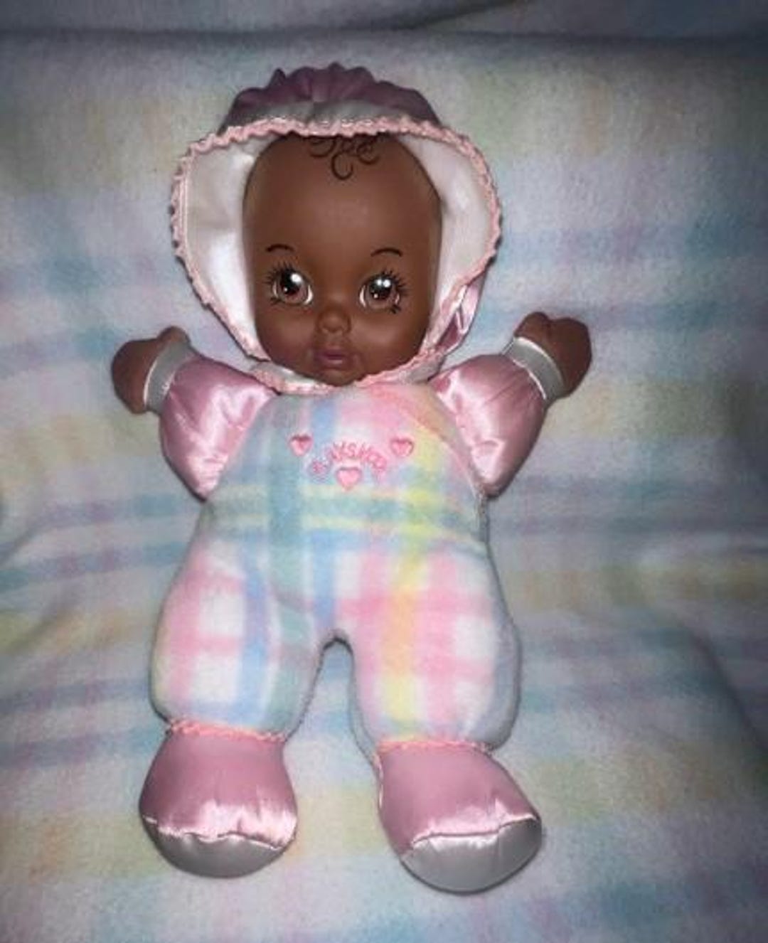Vintage Playskool Doll Plush Snuzzles Very Soft Brown African American ...