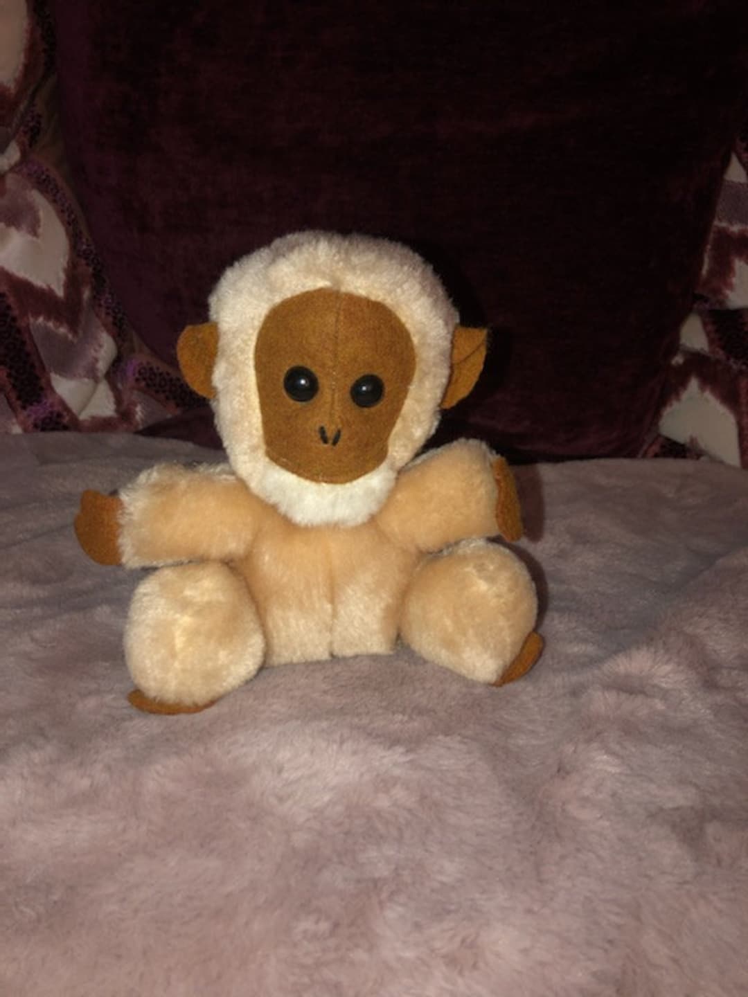 Vintage Dakin Monkey Plush Cream White Brown Felt Face Ears Feet ECU ...