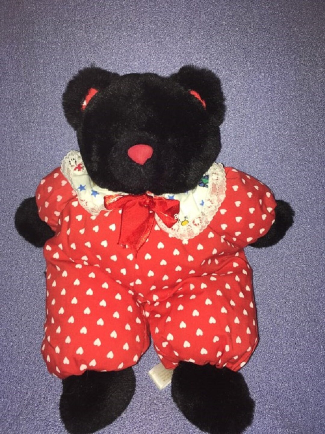 Vintage Hugfun Bear Plush Red Outfit Nose Flocked Hearts I Love You ...
