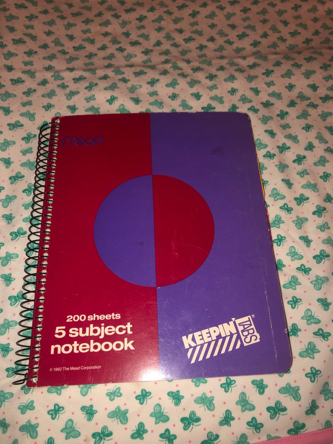 Vintage Mead Spiral Keepin Tabs 5 Subject Notebook 1992 Never Used Fat ...