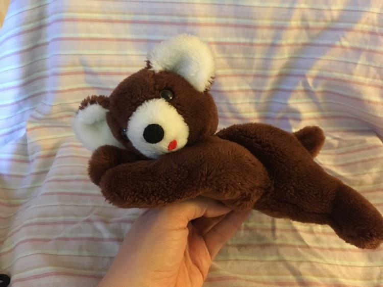 Vintage Dakin Bear plush lot of 2 jointed 1987 Brown Cream wearing ...